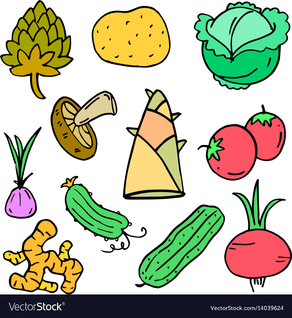 Fresh vegetable doodle set Royalty Free Vector Image Fresh vegetable doodle set Royalty Free Vector Image