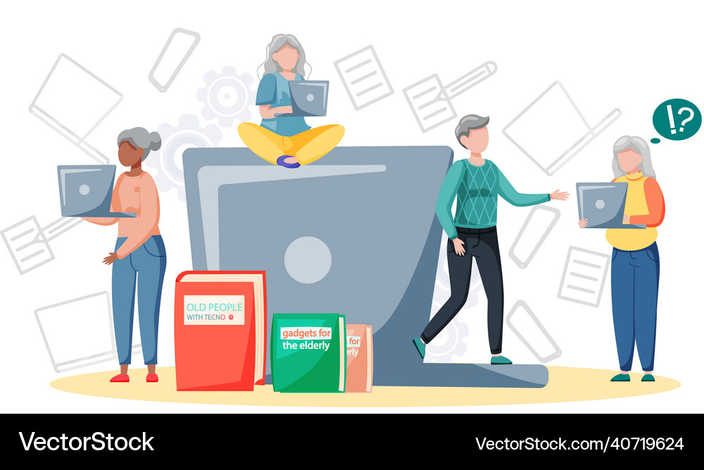 Old people with technology retiree with laptop Vector Image