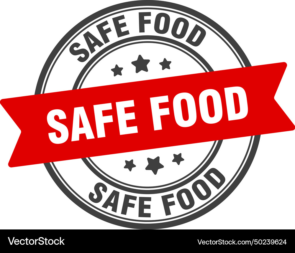Safe food stamp label on transparent Royalty Free Vector