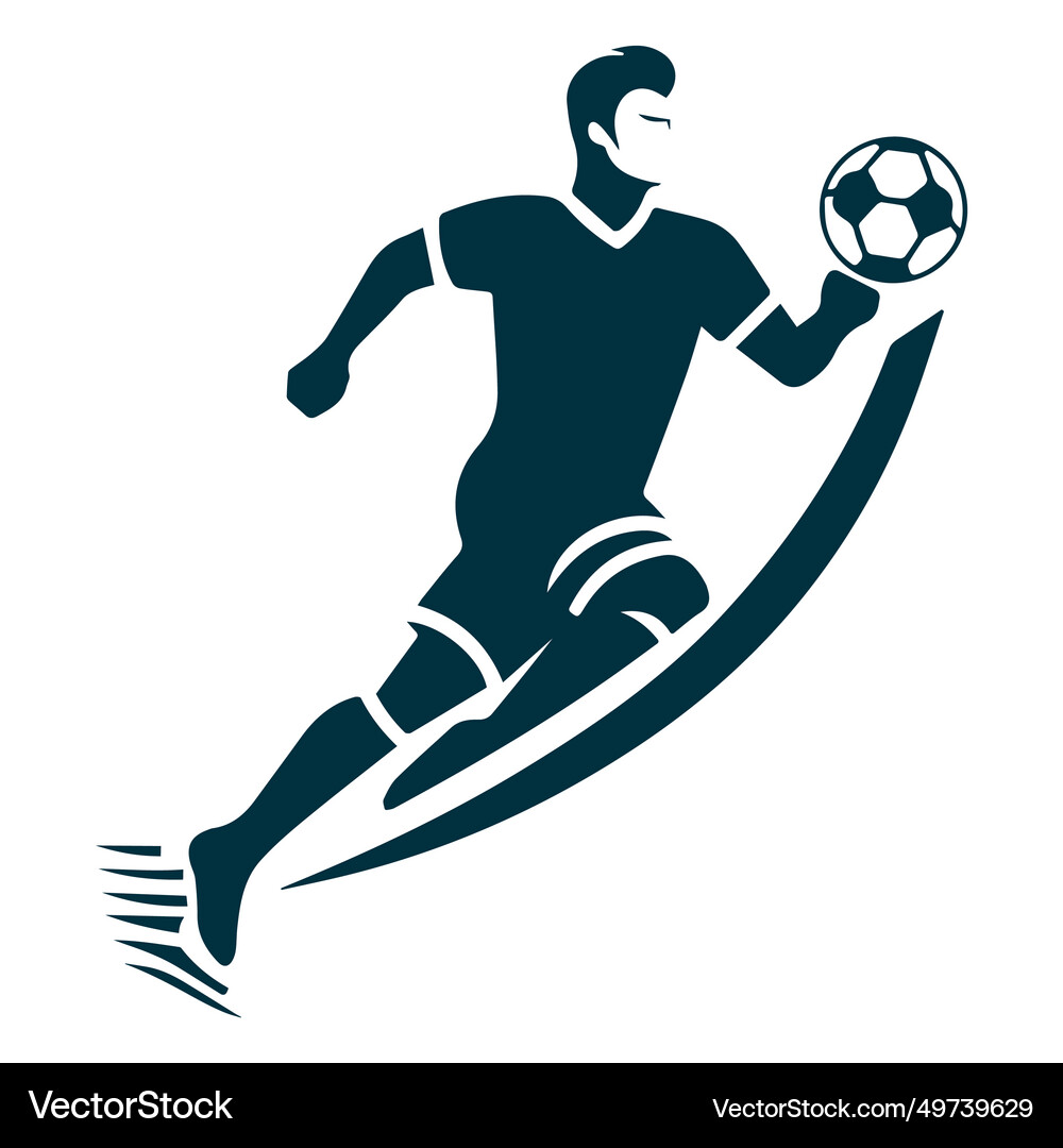 Football player logo design Royalty Free Vector Image