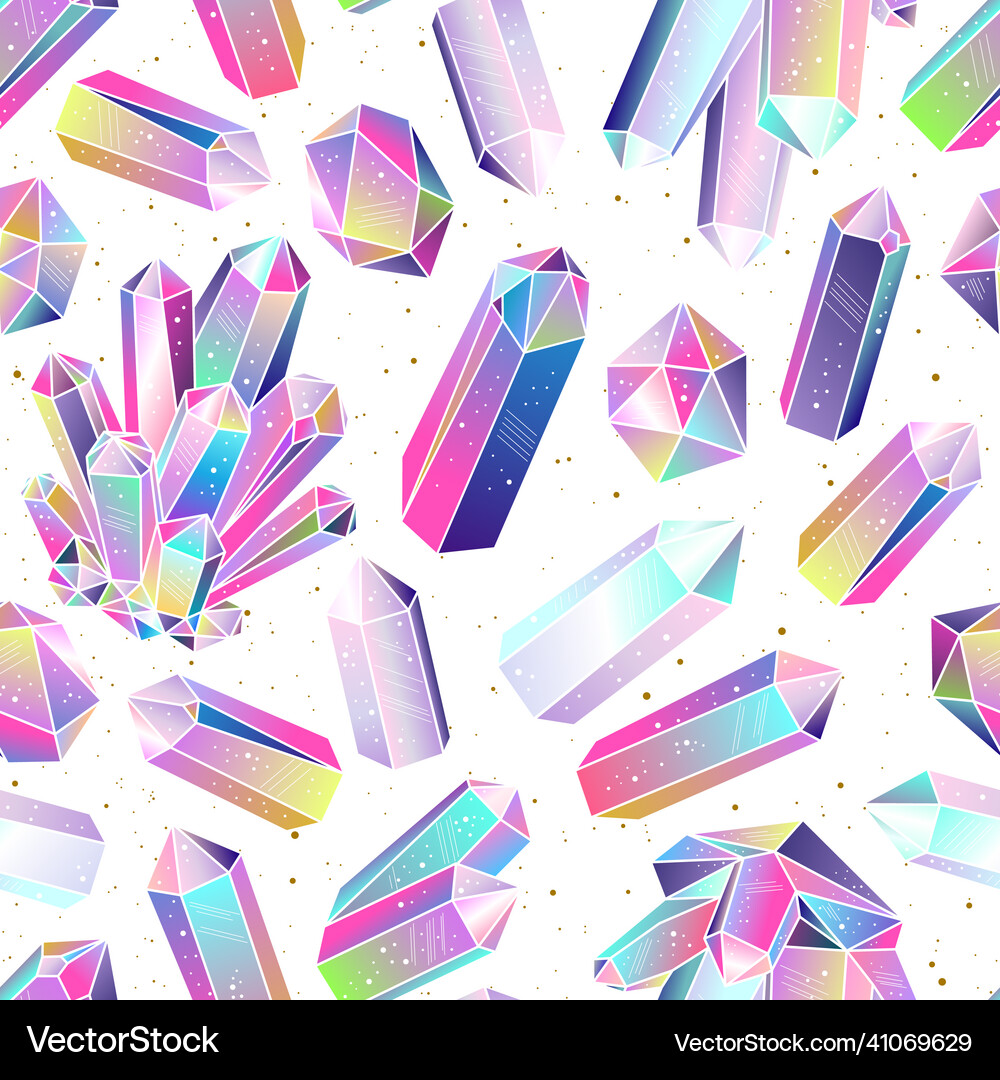 Gems crystals seamless pattern Royalty Free Vector Image