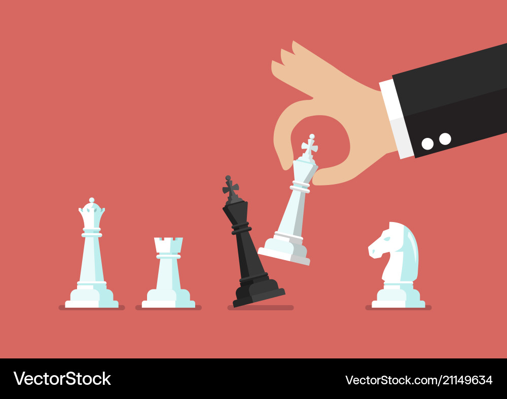 Businessman hand use white king checkmate the Vector Image