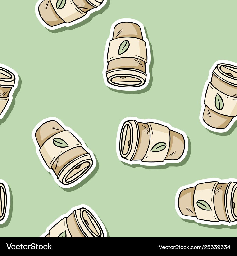 Plastic cup seamless pattern square template hand Vector Image