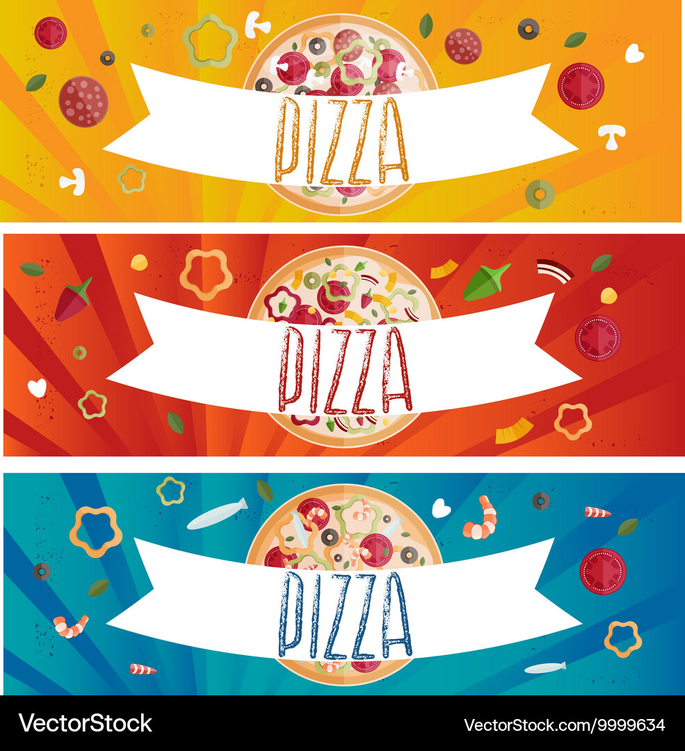 Set of banners for theme pizza with different Vector Image