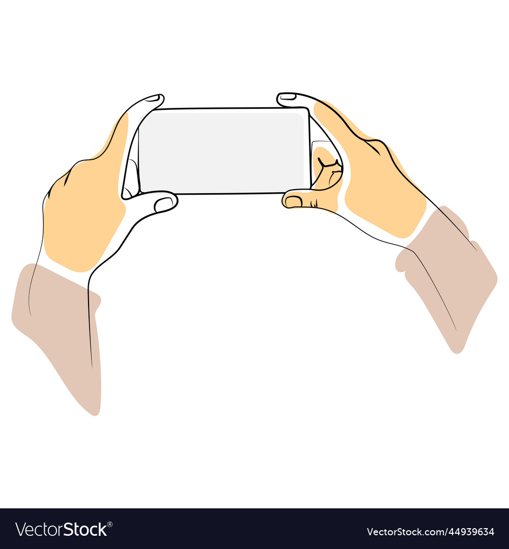 Two hands holding smartphone horizontally Vector Image Two hands holding smartphone horizontally Vector Image
