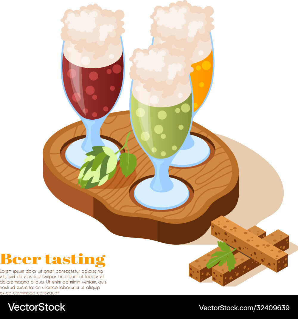 Beer pub isometric background Royalty Free Vector Image
