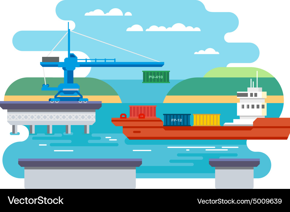 Cargo Freight Shipping by Water Royalty Free Vector Image