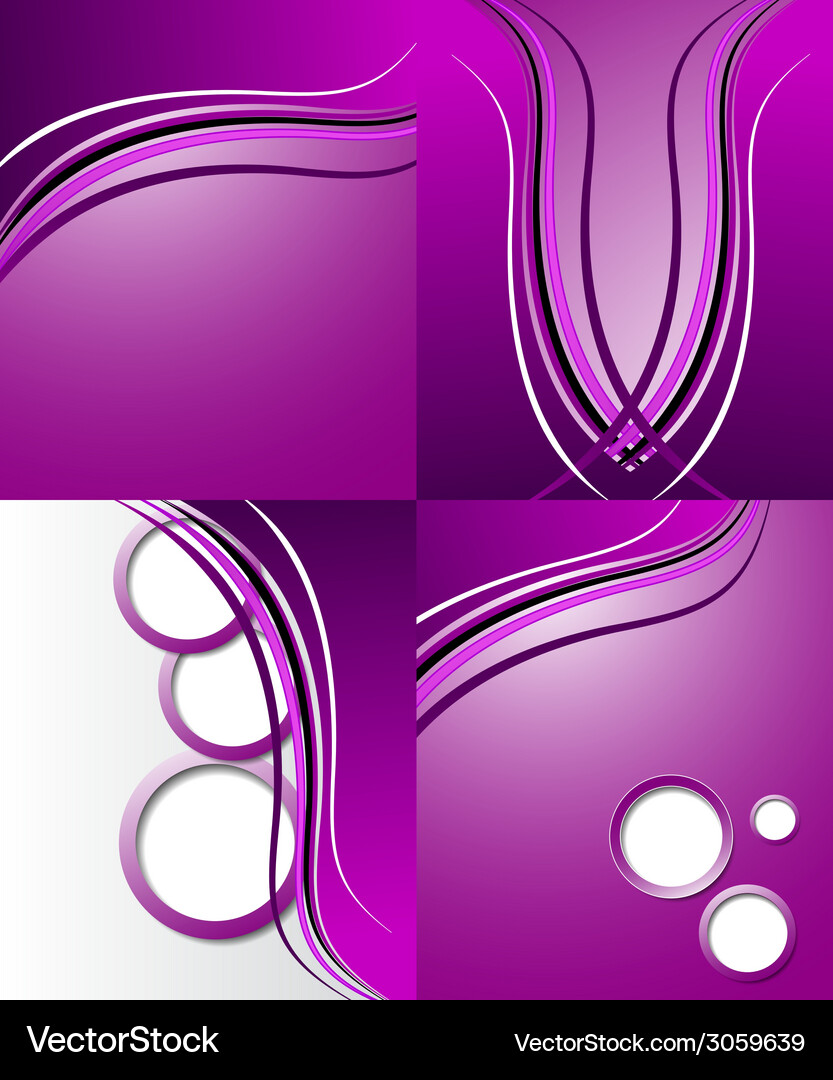 Set of abstract purple wavy background design Vector Image