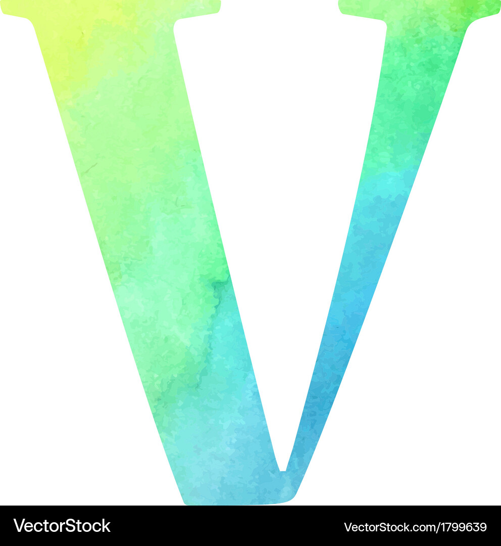 Watercolor blue-green colored alphabet Royalty Free Vector