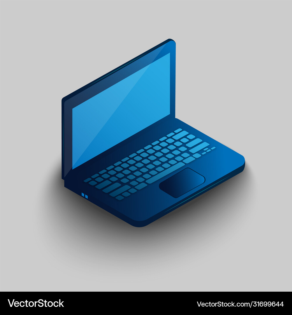 Blue laptop communication technology isolate Vector Image