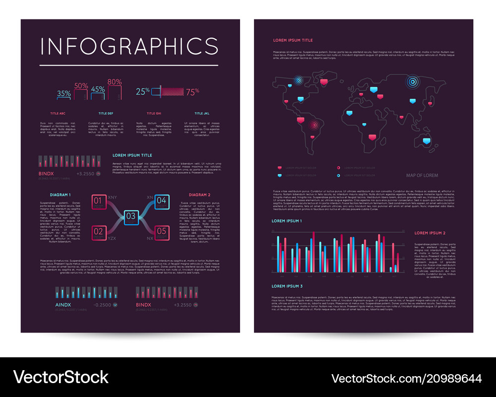Investment report with various infographics Vector Image