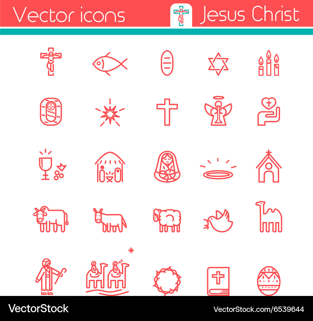 Jesus Christ Icon Set Royalty Free Vector Image