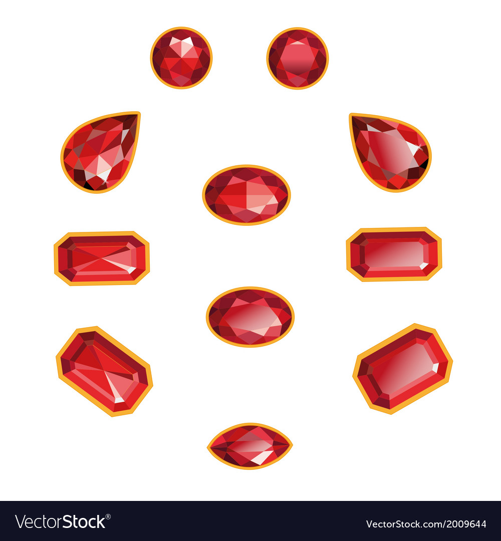 Ruby Set Isolated Objects Royalty Free Vector Image