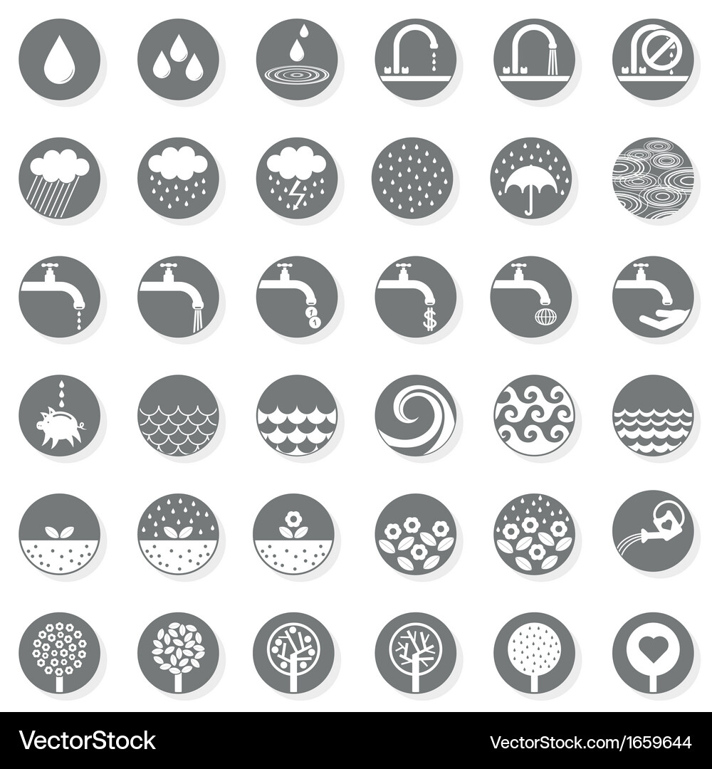 Water icons set Royalty Free Vector Image - VectorStock