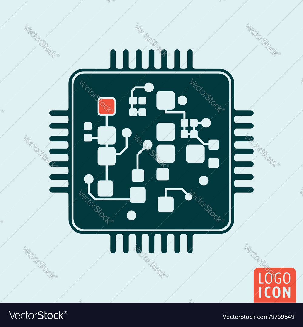 Chip computer isolated Royalty Free Vector Image