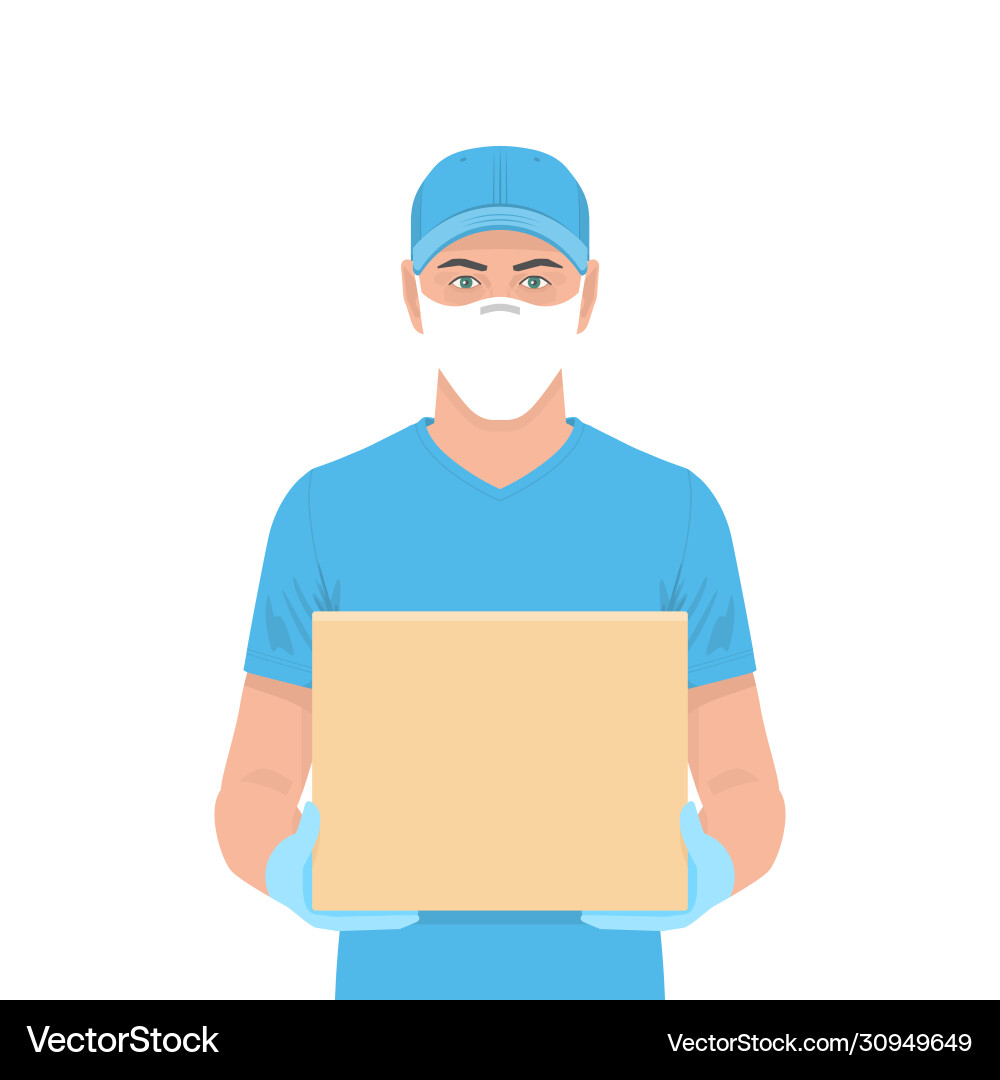 Delivery man with box Royalty Free Vector Image