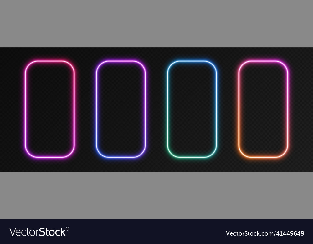 Gradient neon frames rectangular borders Vector Image