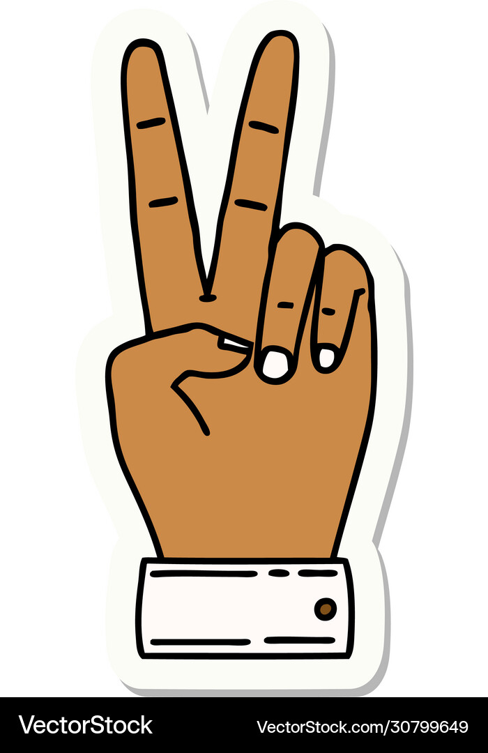 Peace symbol two finger hand gesture sticker Vector Image