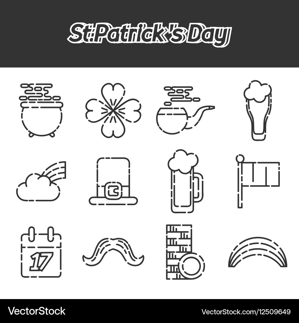 Stpatricks day icons set Royalty Free Vector Image