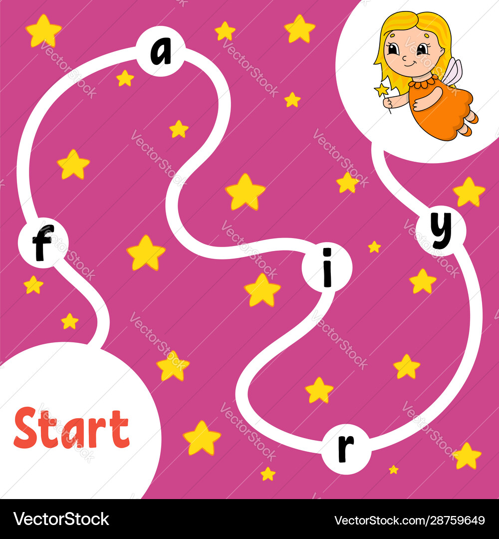 Tooth fairy logic puzzle game learning words Vector Image
