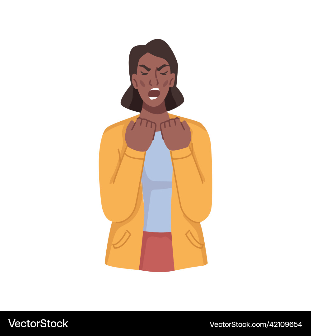 Angry female character screaming and shouting Vector Image