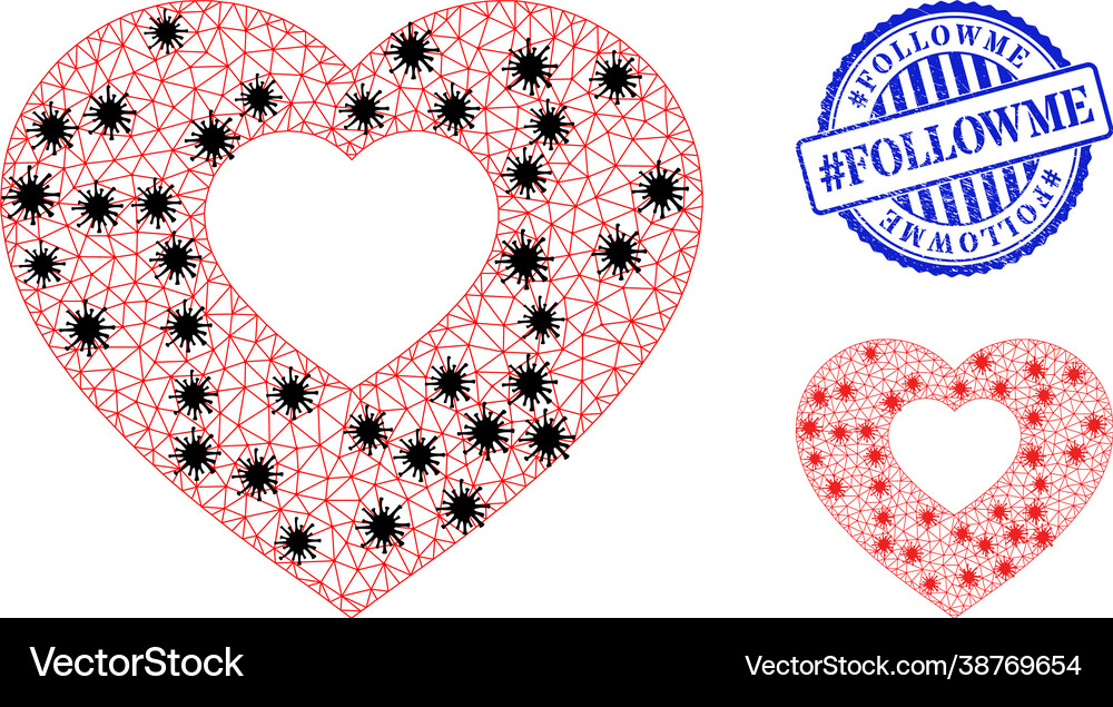 Polygonal mesh valentine heart icons Royalty Free Vector