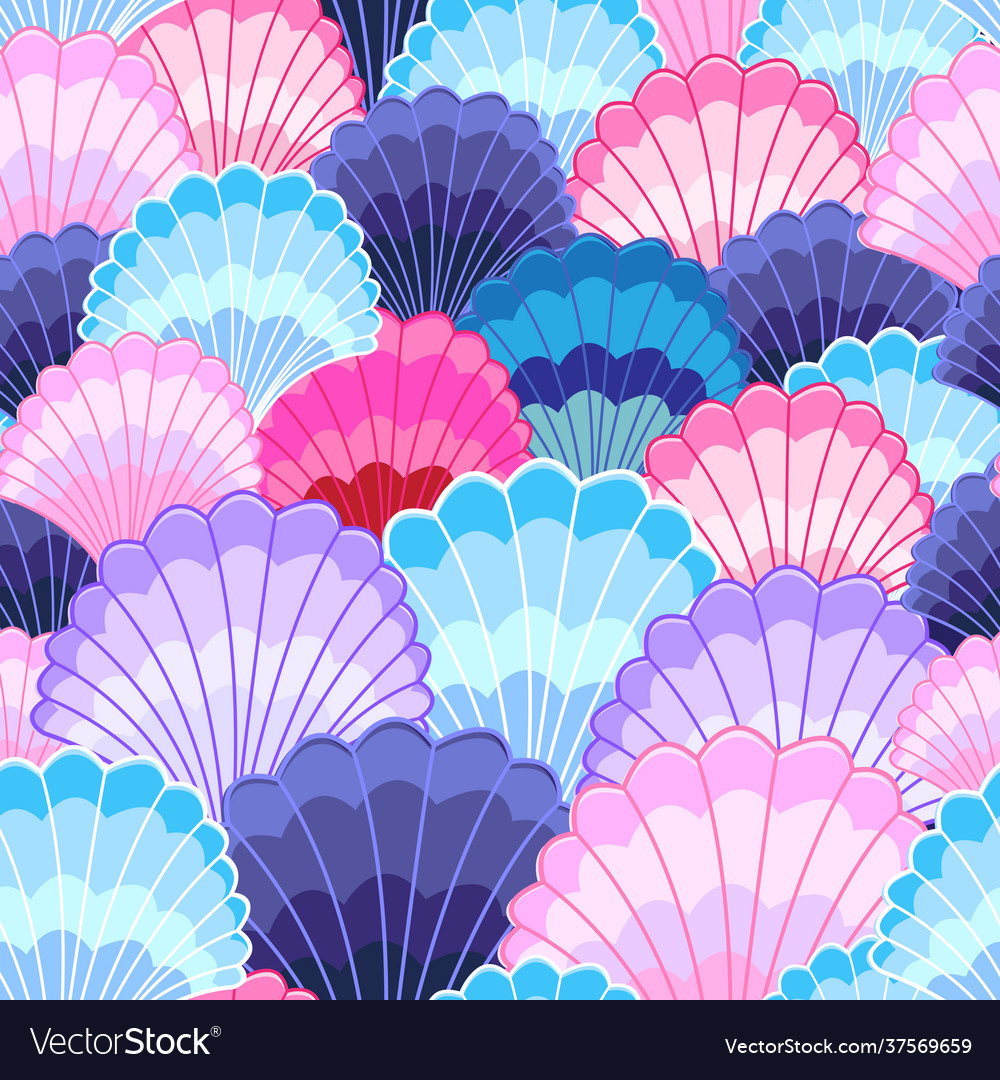 Multicolored pattern seashells Royalty Free Vector Image