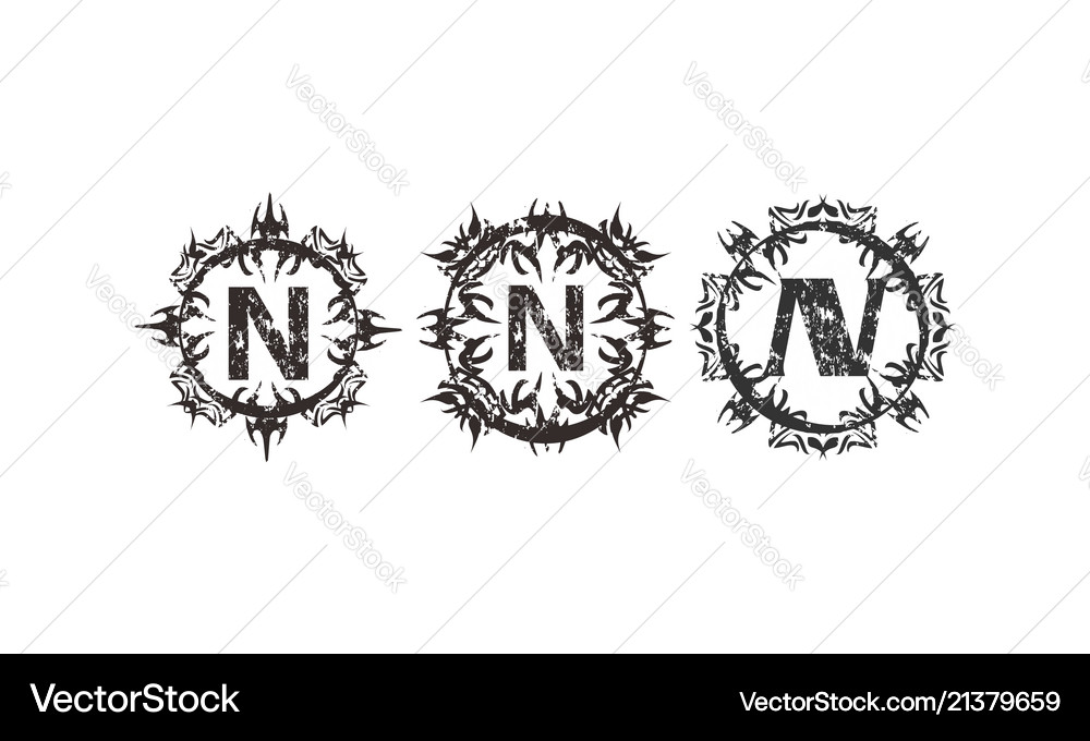 Rough letter n template set Royalty Free Vector Image