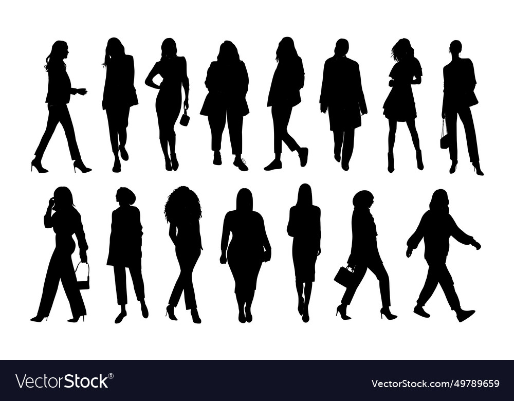 Silhouettes of diverse business women art Vector Image