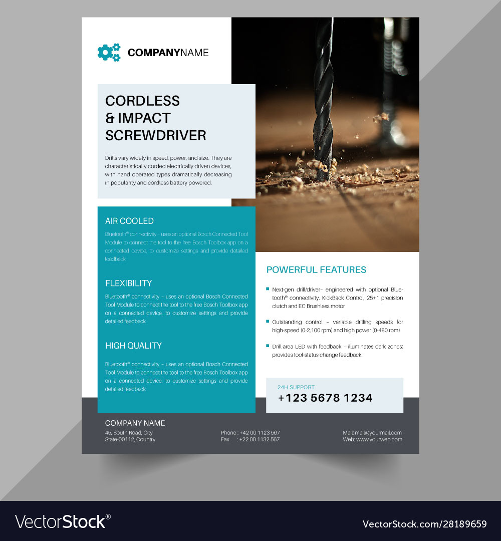 Technical data flyer template a4 flyers Royalty Free Vector