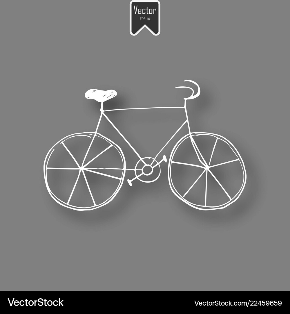 White chalk bicycle icon on black board background
