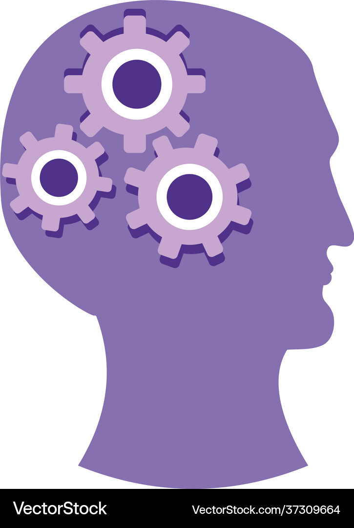 Head profile gears Royalty Free Vector Image - VectorStock