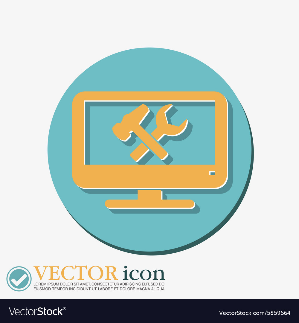 Monitor symbol settings icon computer Royalty Free Vector