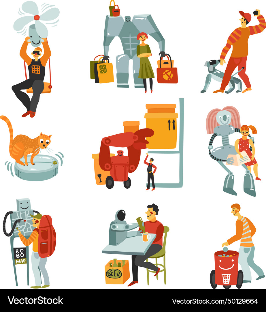 Robots Androids Set Royalty Free Vector Image Vectorstock