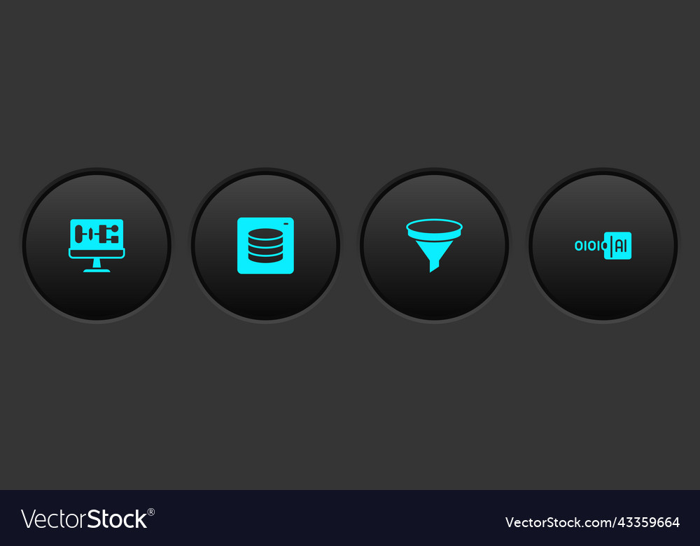 Set algorithm server data funnel filter Royalty Free Vector Set algorithm server data funnel filter Royalty Free Vector
