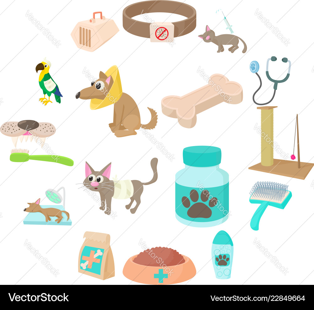 Veterinary icons set Royalty Free Vector Image