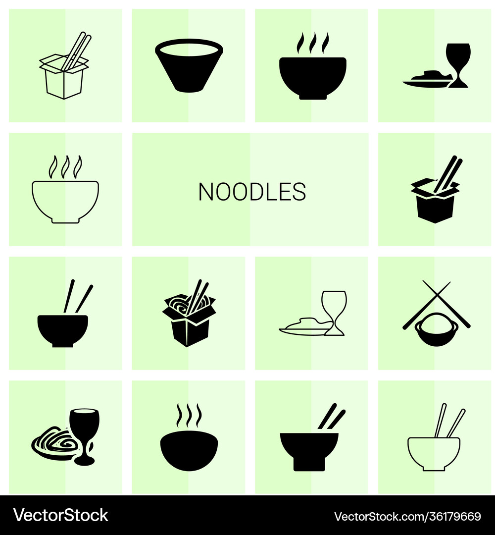 14 noodles icons Royalty Free Vector Image - VectorStock
