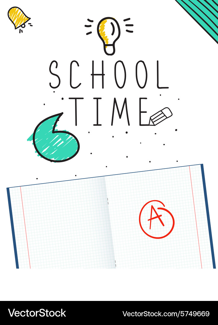 Background with stationery and text school time Vector Image