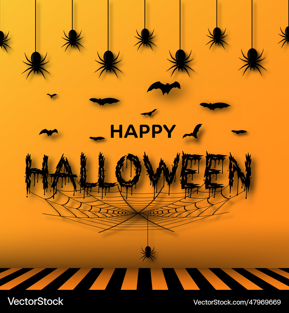 Halloween banner with bats spiders and spider web Vector Image