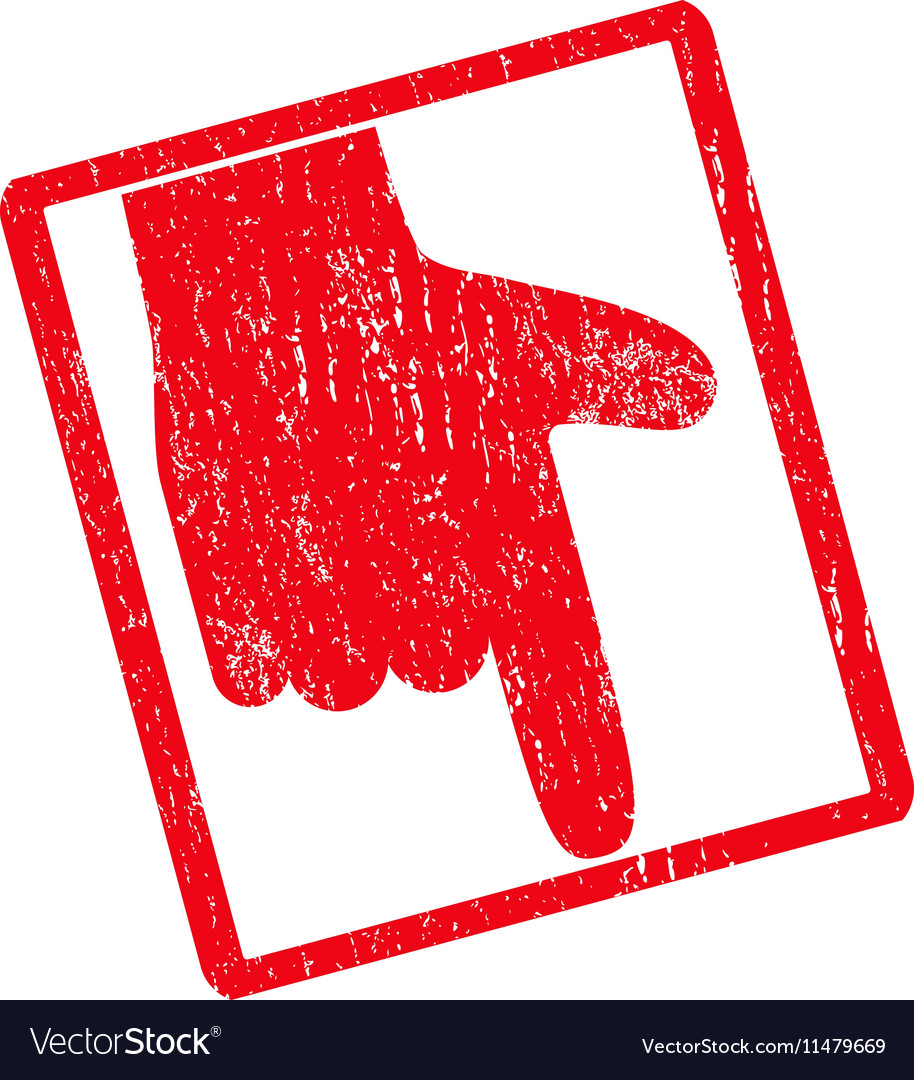 Hand pointer down icon rubber stamp Royalty Free Vector