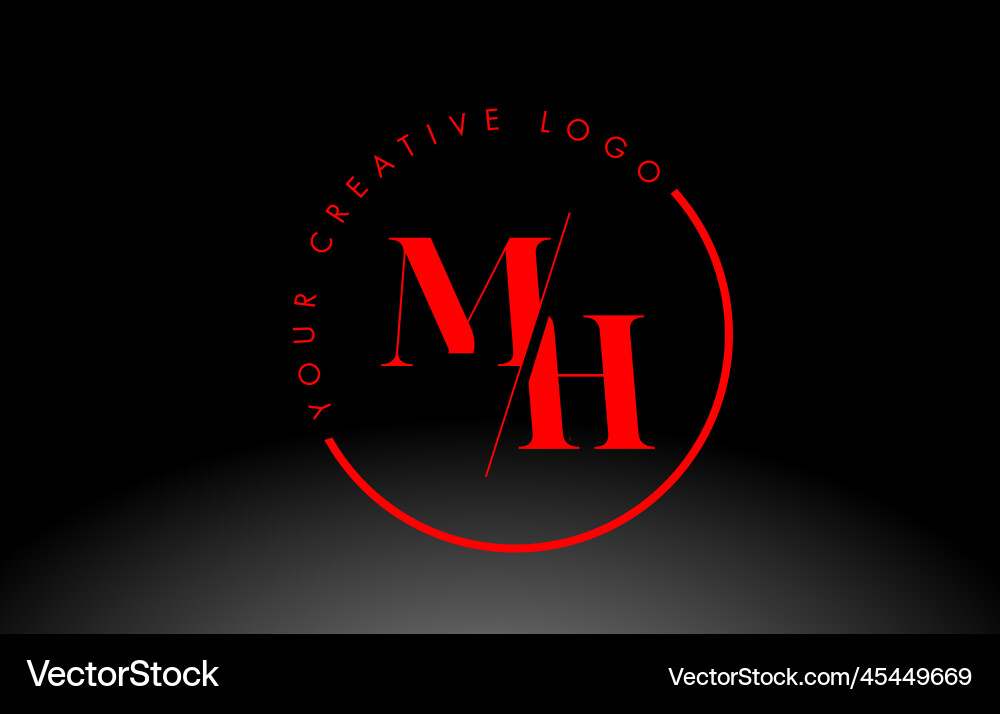 Red mh serif letter logo design with creative Vector Image