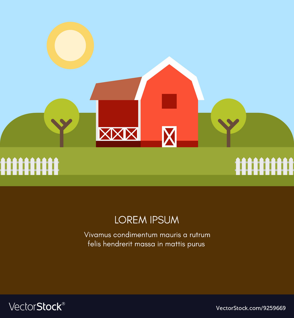 Rural farm landscape house flat style Royalty Free Vector Rural farm landscape house flat style Royalty Free Vector