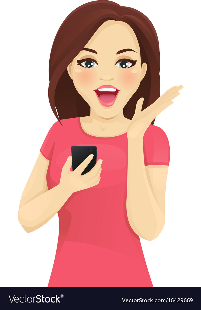 Surprised Woman With Phone Royalty Free Vector Image
