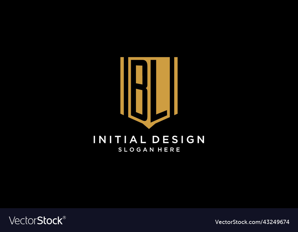 Bl monogram logo with geometric shield icon design Bl monogram logo with geometric shield icon design