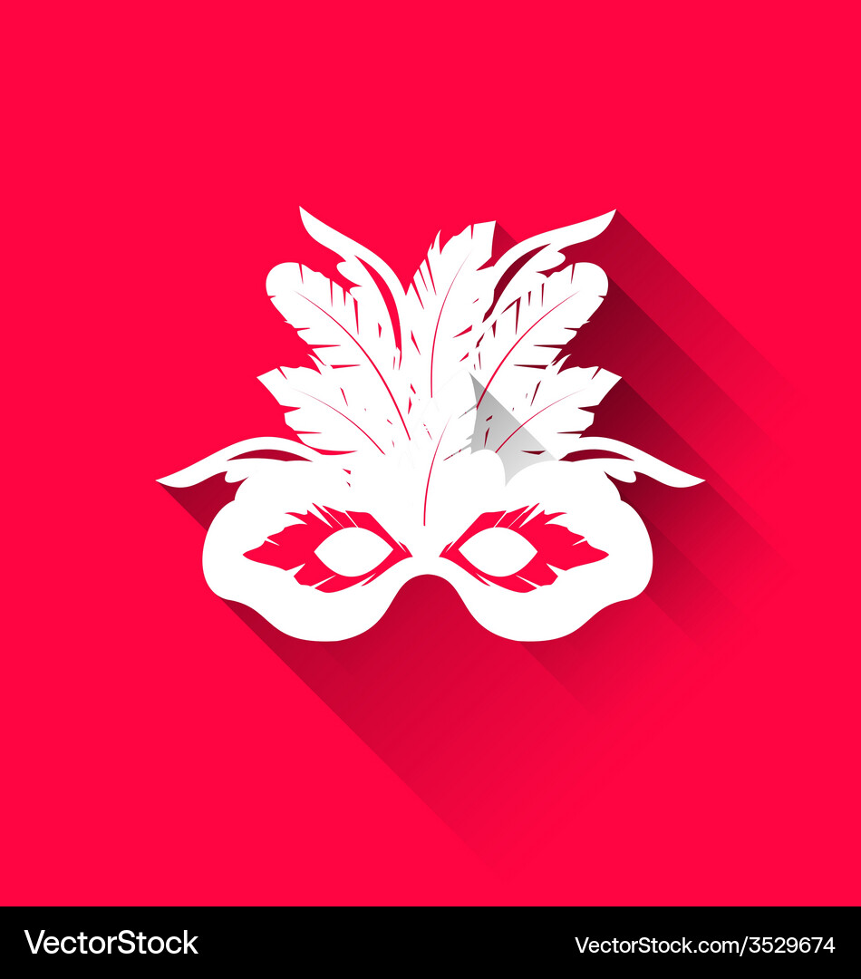 Carnival mask with feathers shadows trendy Vector Image