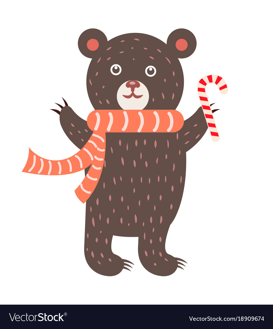Closeup of bear with scarf Royalty Free Vector Image