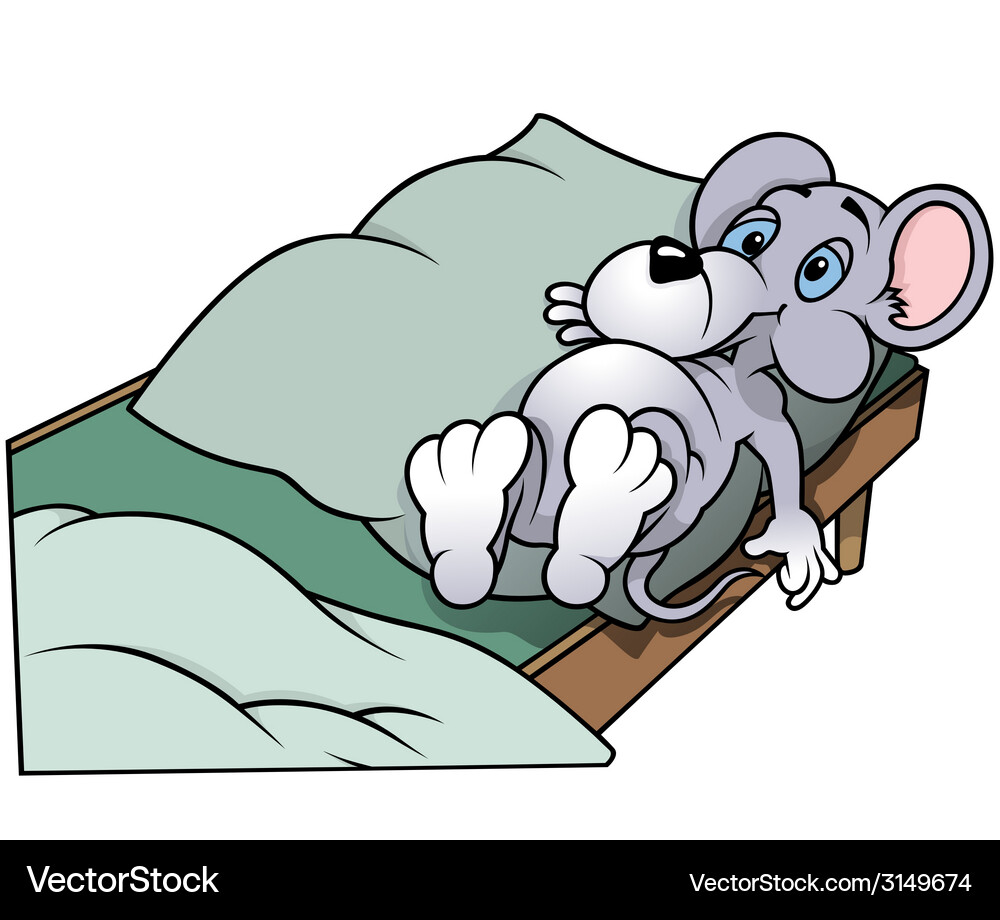 Cute Mouse Sleeping in Bed Royalty Free Vector Image