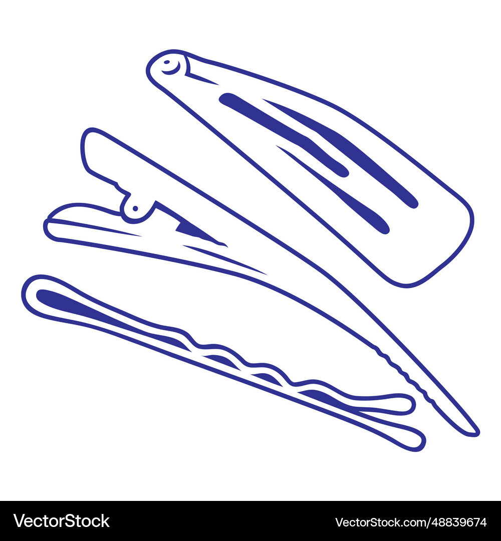 Filled stroke hair clips Royalty Free Vector Image