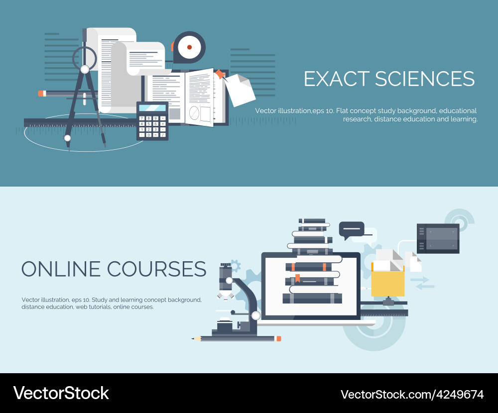Flat study backgrounds set Royalty Free Vector Image