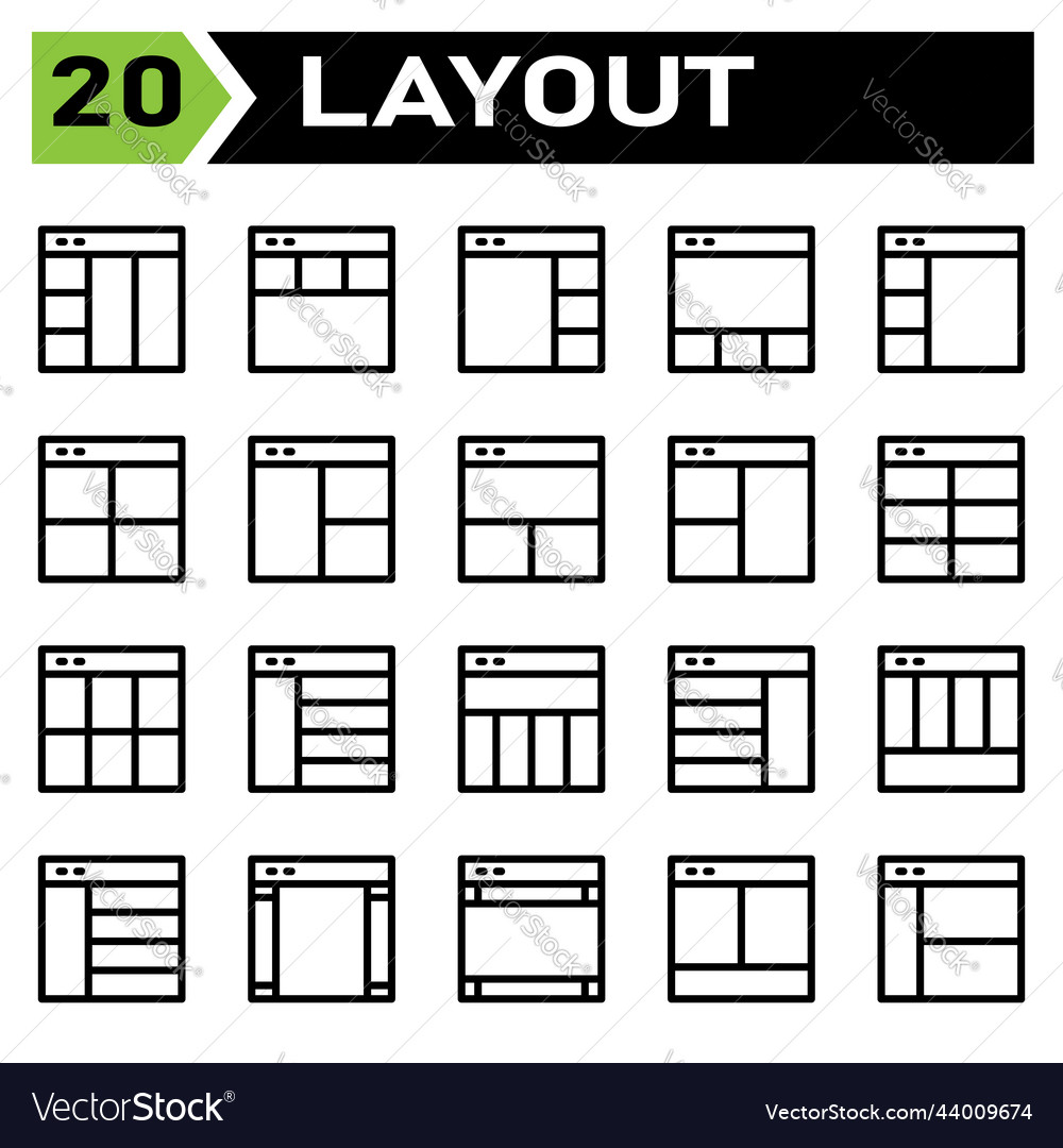 Layout icon set include grid dashboard Royalty Free Vector Layout icon set include grid dashboard Royalty Free Vector